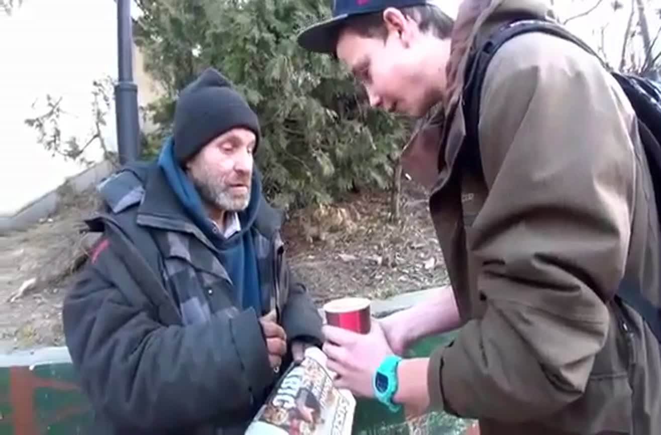 A magic trick for a homeless man.