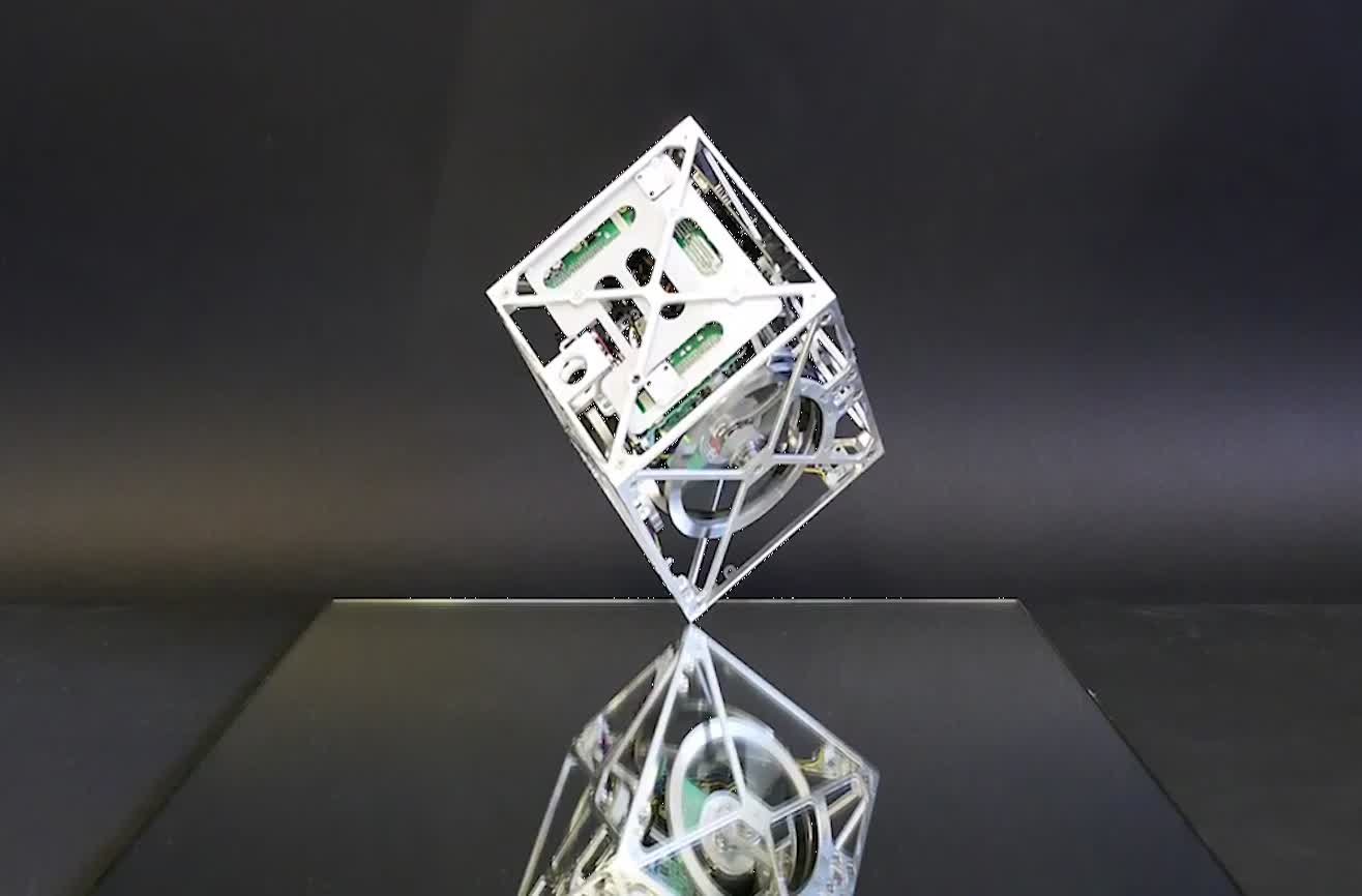 The Cubli: A cube that can jump up, balance, and "walk".