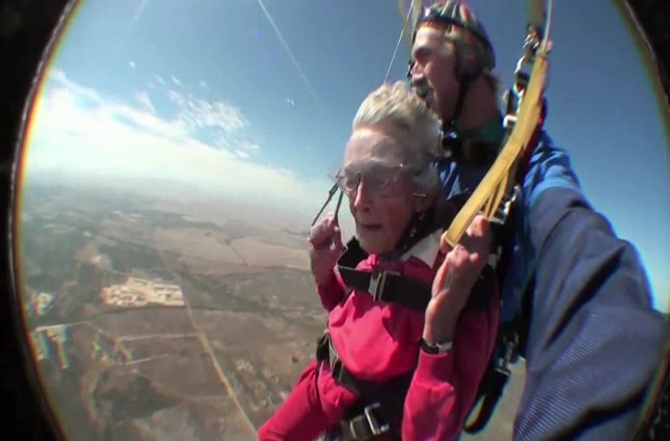 A woman celebrates her 100th birthday with a series of death-defying ...