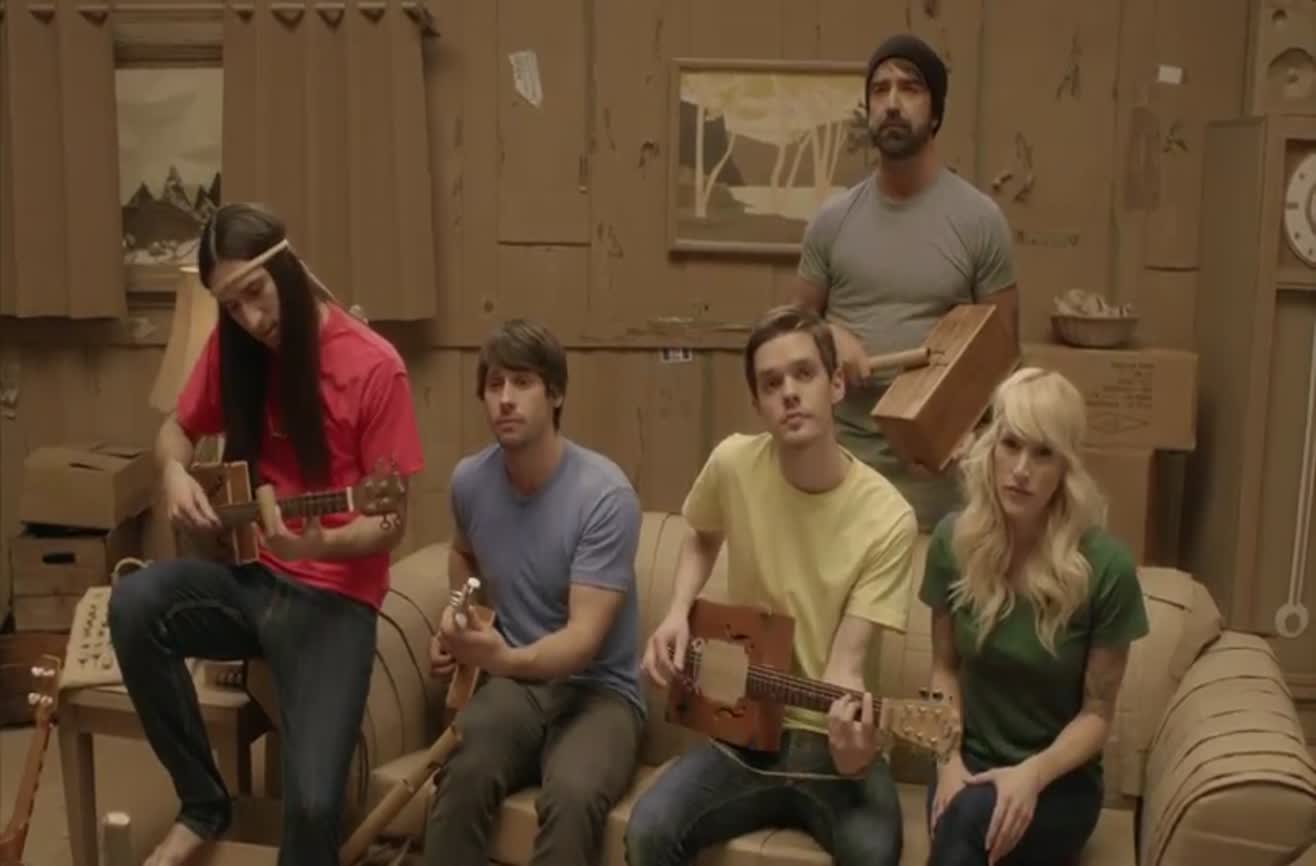 Band uses boxes to perform song about boxes.