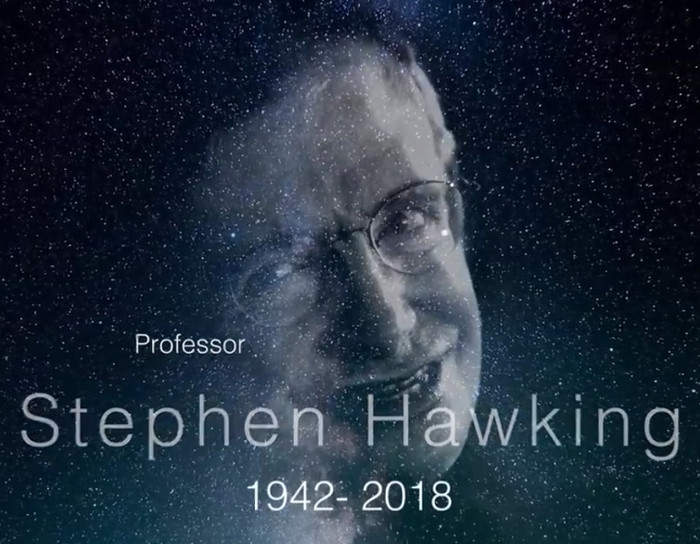Cambridge University's tribute to Stephen Hawking.