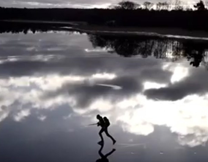 Skating across the sky.