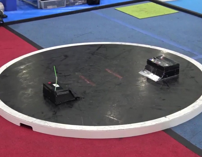 Japanese robot sumo moves incredibly fast.