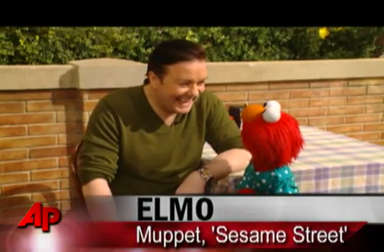 Outtakes from an interview with Ricky Gervais and Elmo.