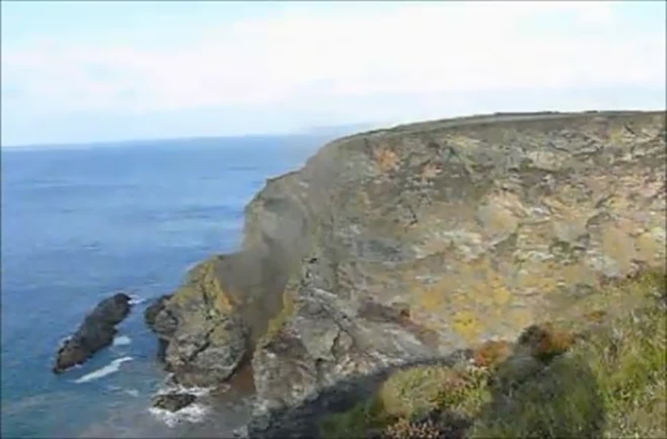 North Coast of Cornwall: Thousands of tonnes of cliff fall into the sea.