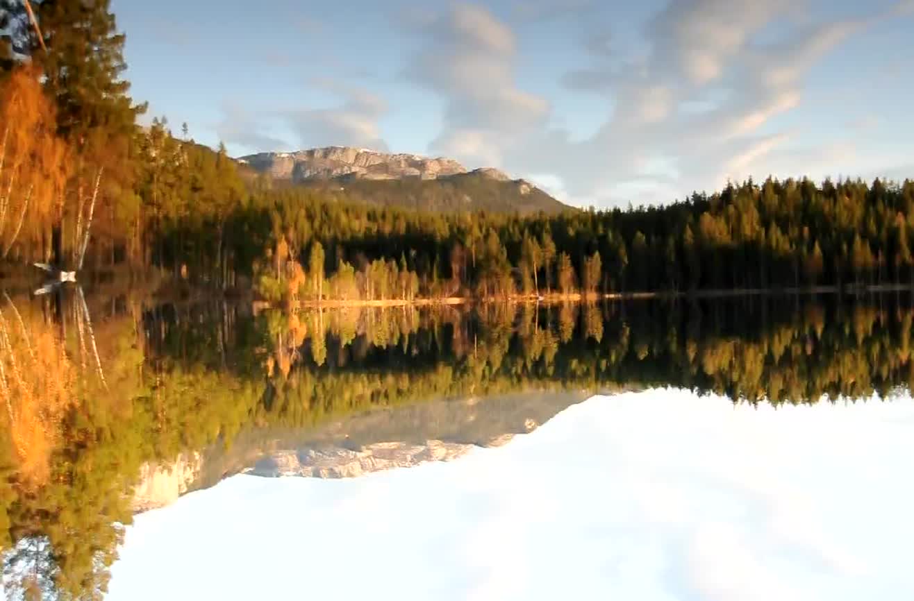 Perfect reflection: Hard to determine what's up and what's down.