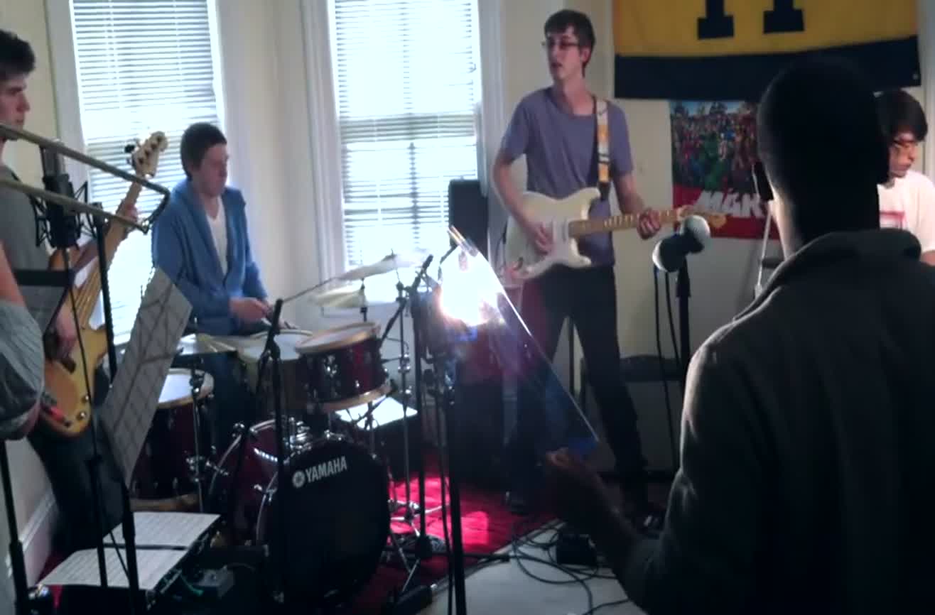 Music session in a living room.