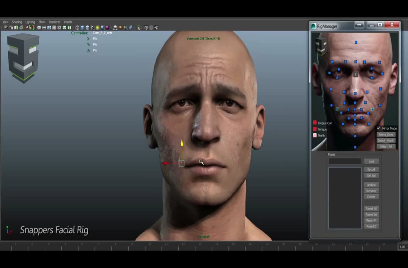 This facial rig jumps right over the uncanny valley into photorealism.