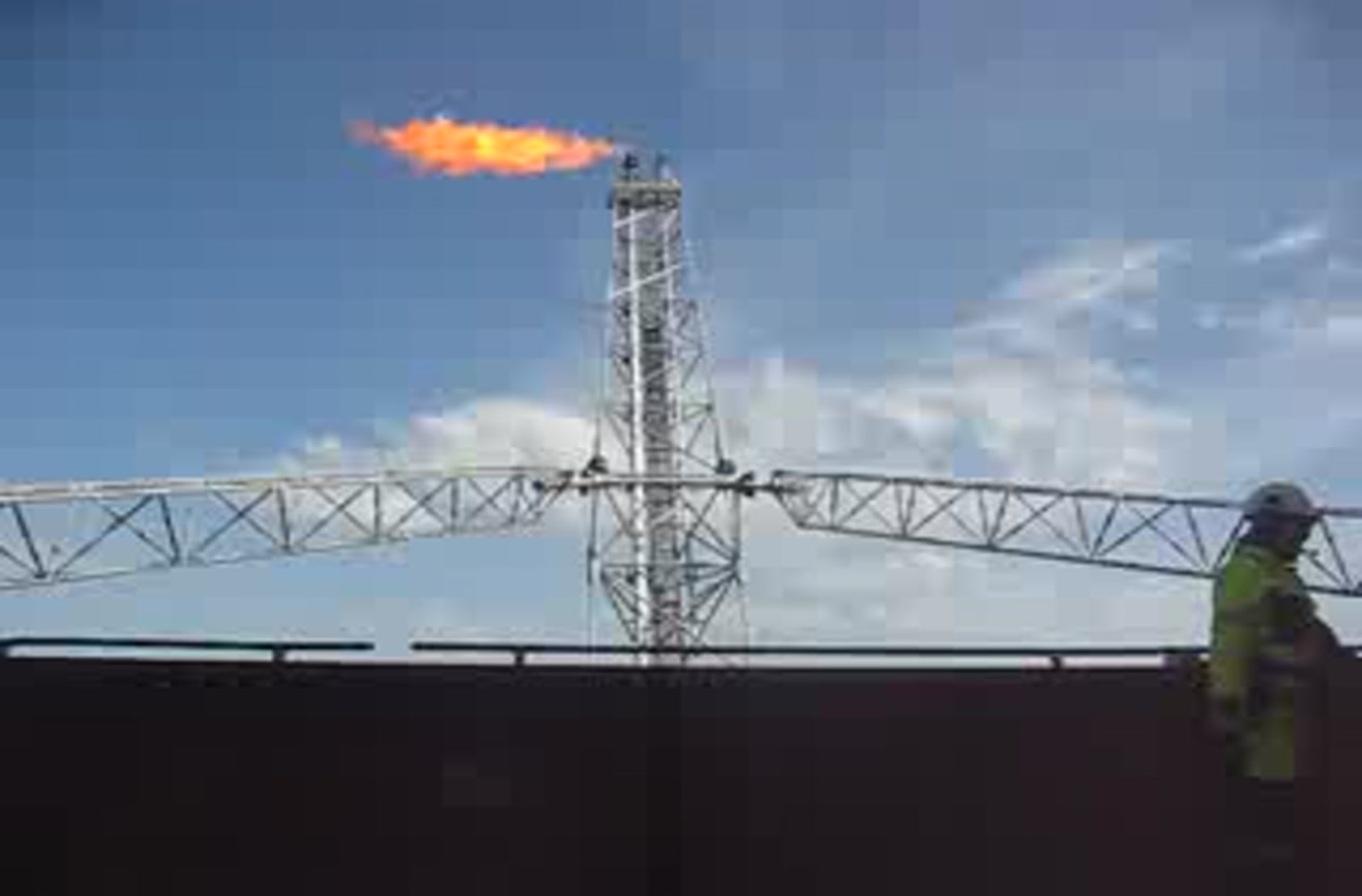 How they ignite the torch on an oil platform.