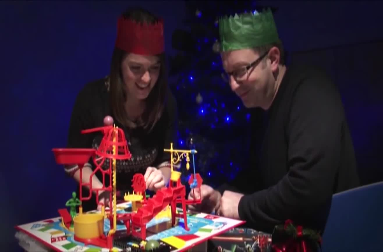 Holiday Rube Goldberg machine.