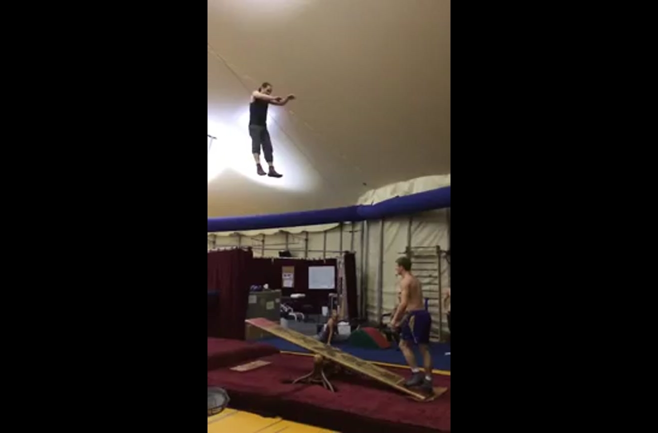 Two gymnasts play the greatest game of seesaw ever.