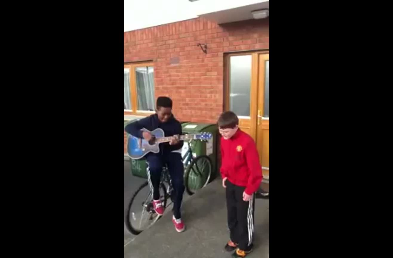 Just two Irish boys singing "We Found Love".