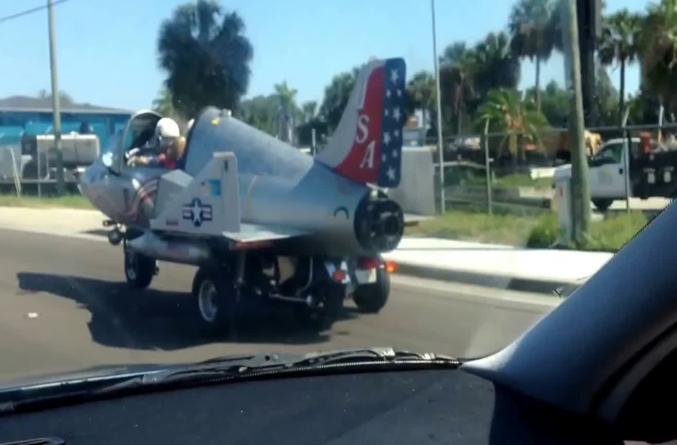 A motorcycle that looks like a jet.