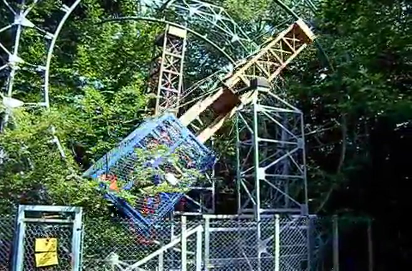 Tourists explore a giant, human-powered amusement park.