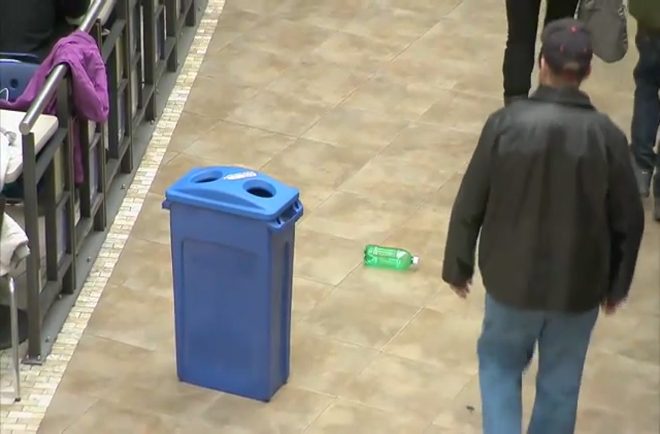 Flashmob illustrates the importance of recycling.
