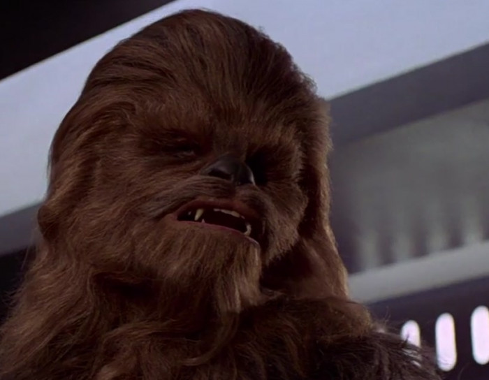 Chewbacca sings "Silent Night".