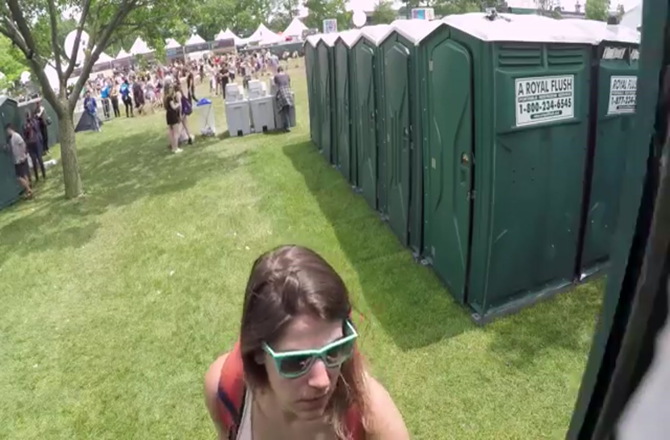 Improv Everywhere surprises festival goers with a porta-potty concert.