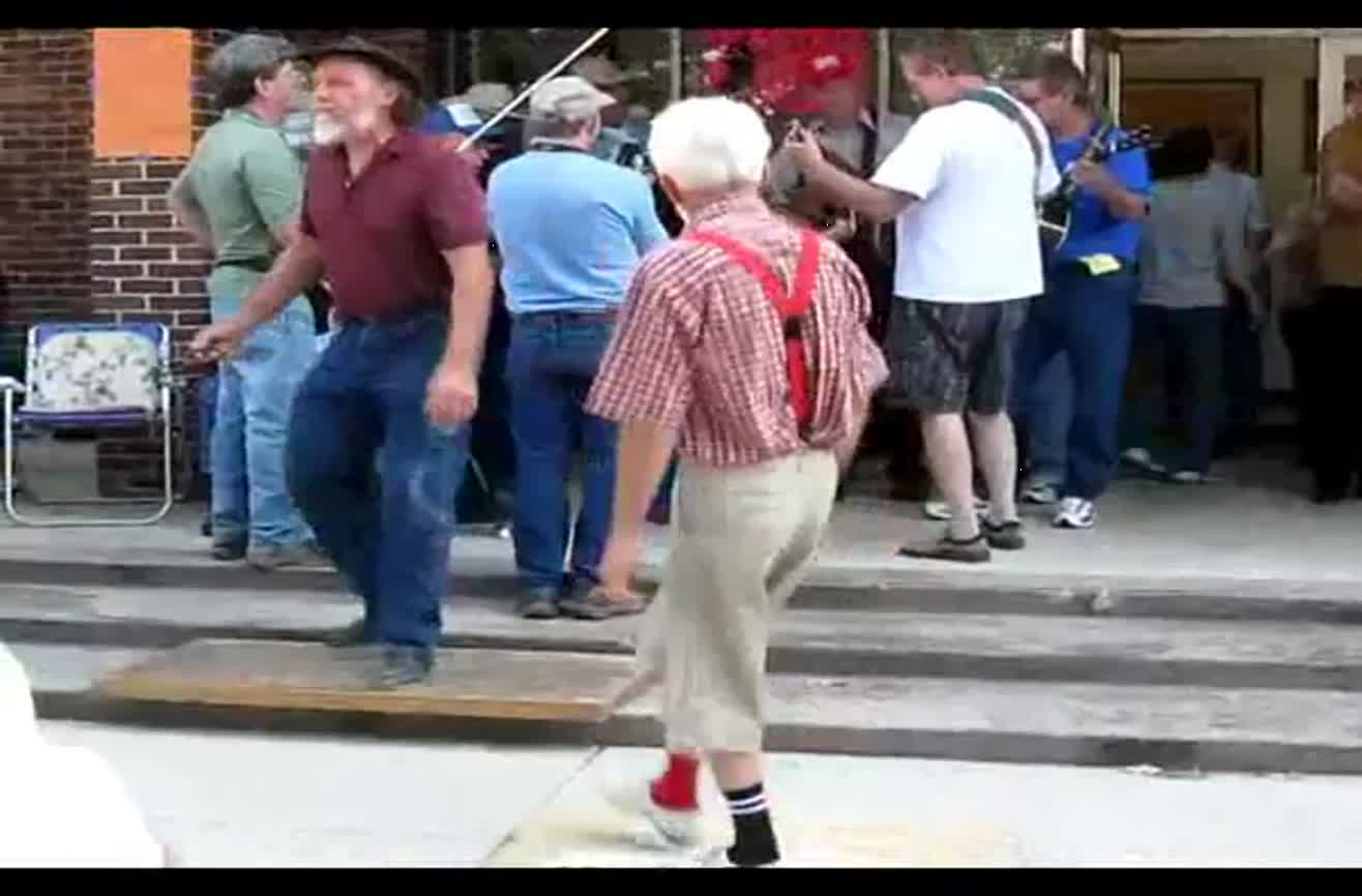 Grandpa shuffling.