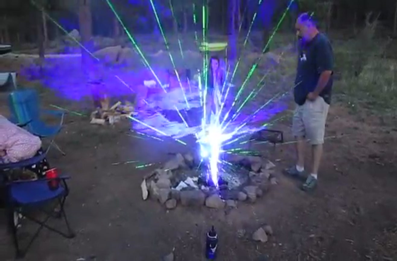 What shooting high-powered lasers into a campfire looks like.