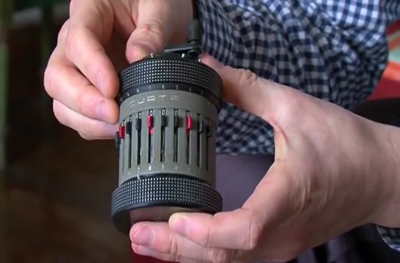 An amazing old calculator known as the Curta.