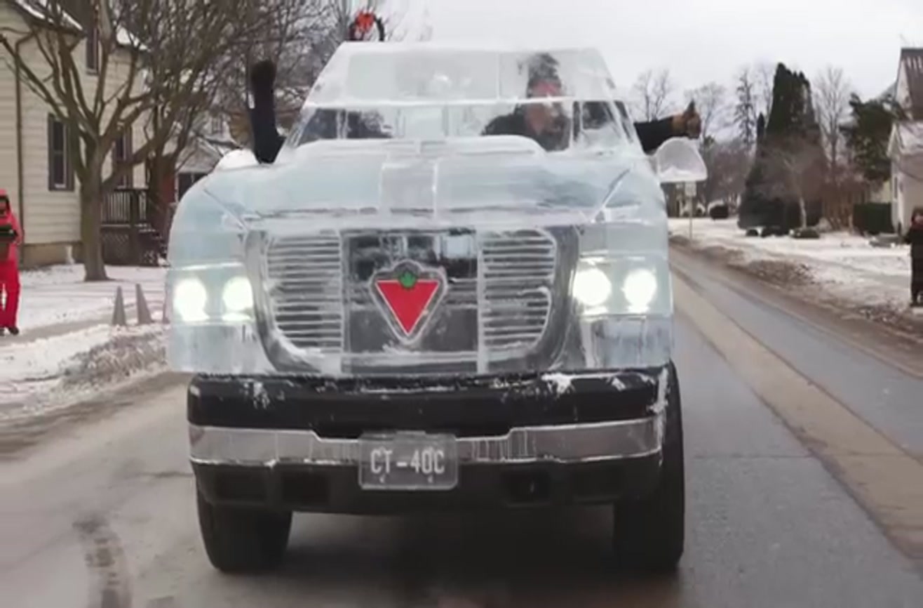 Truck made of ice is literally the coolest car ever.