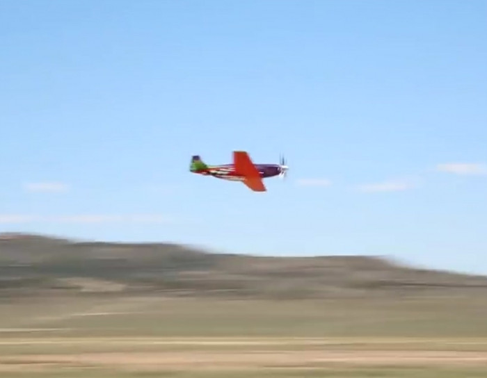 P-51 "Voodoo" plane at nearly 500 mph.