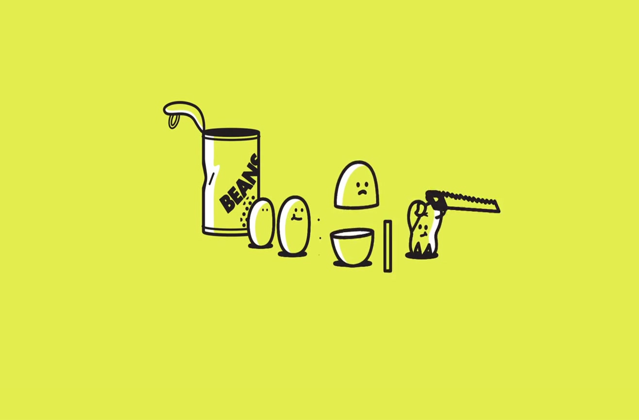 An animation that explains how a bean gets digested.