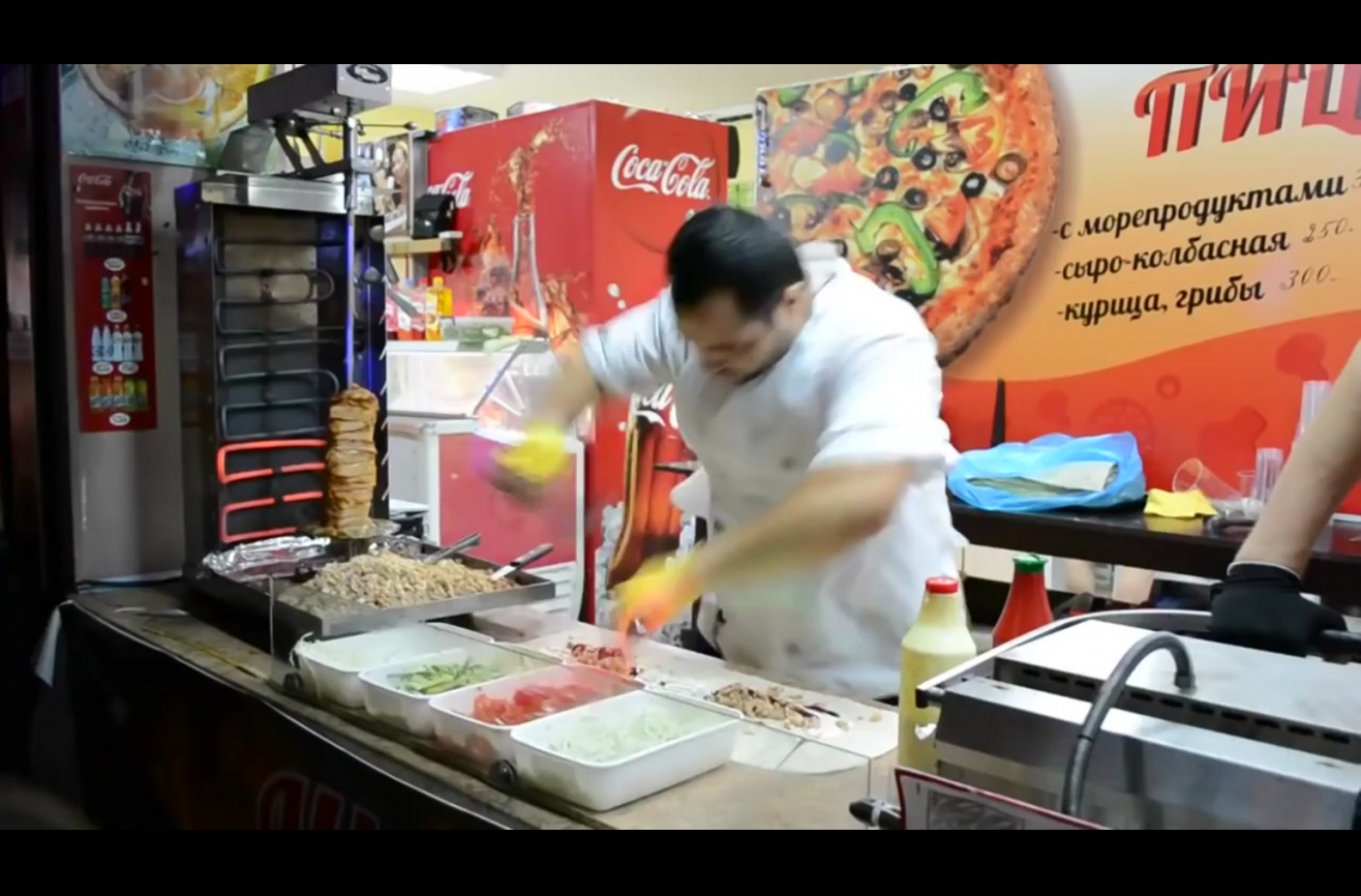 Shawarma master gives a new meaning to fast food.
