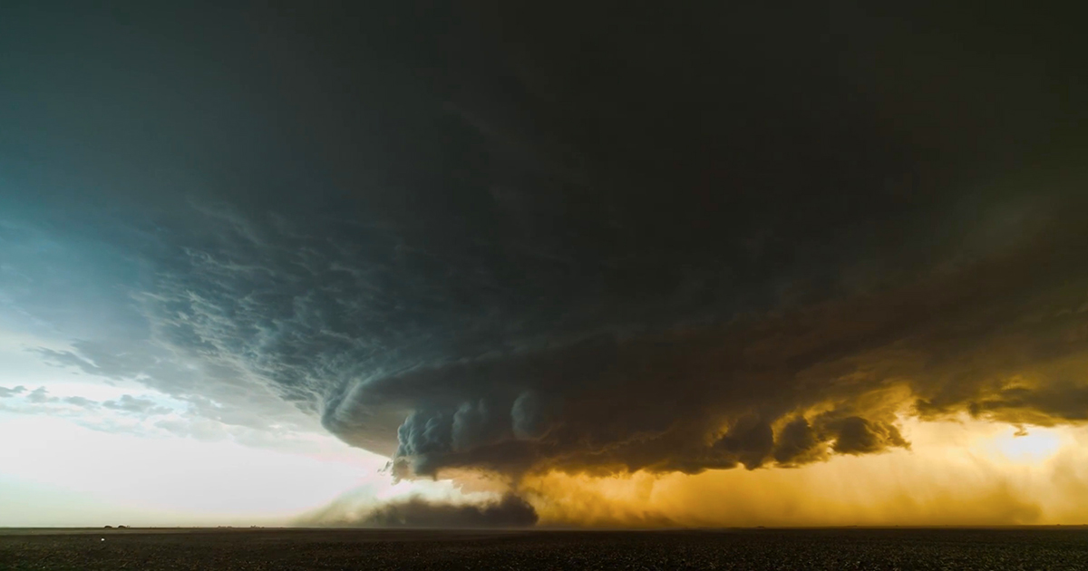 A beautiful rotating supercell forms near Booker, Texas.