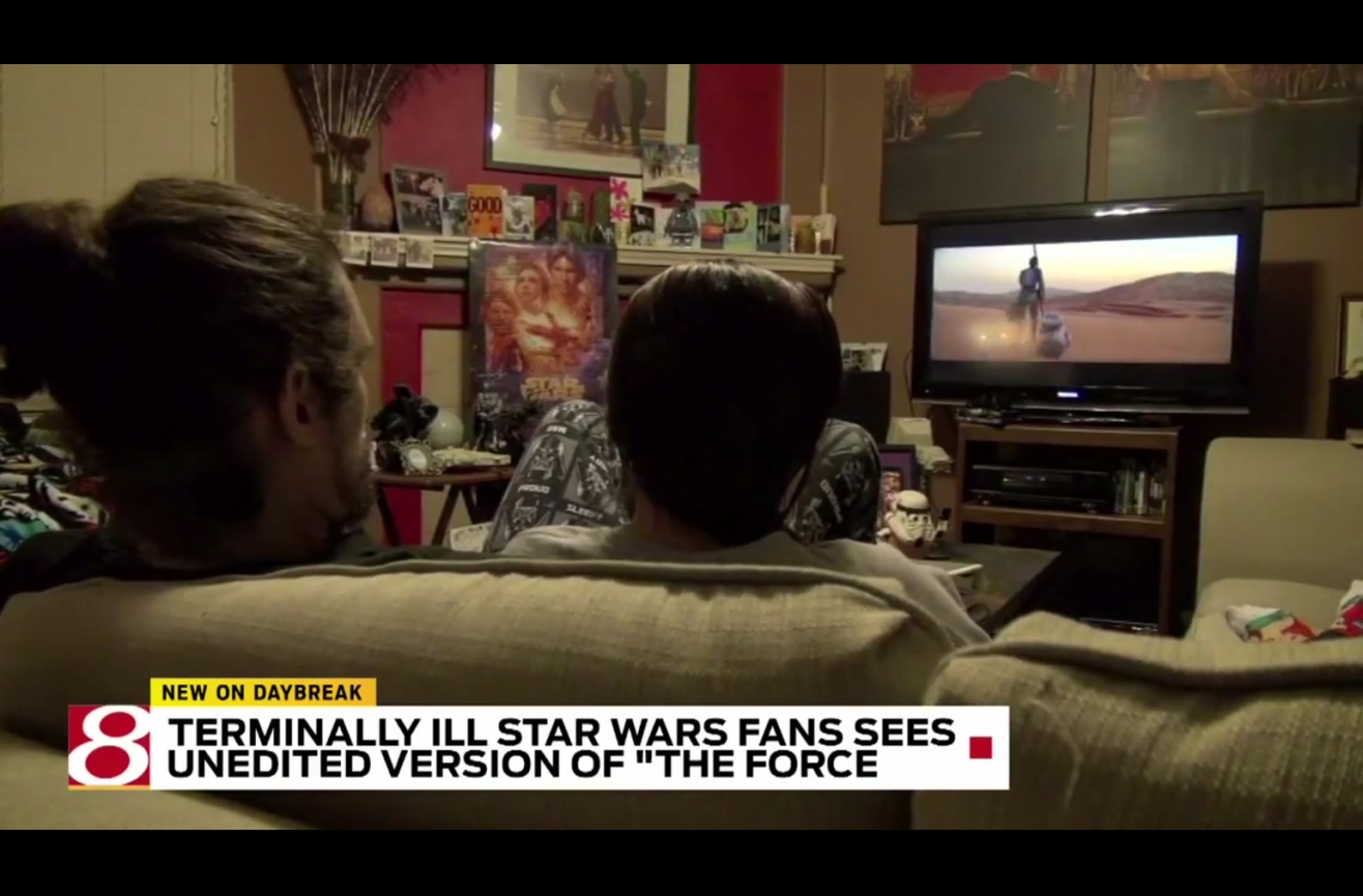 Cancer patient gets an early screening of the new "Star Wars" film.