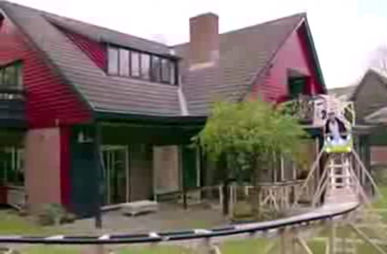 Home buyers ride a roller coaster to view property in Netherlands.