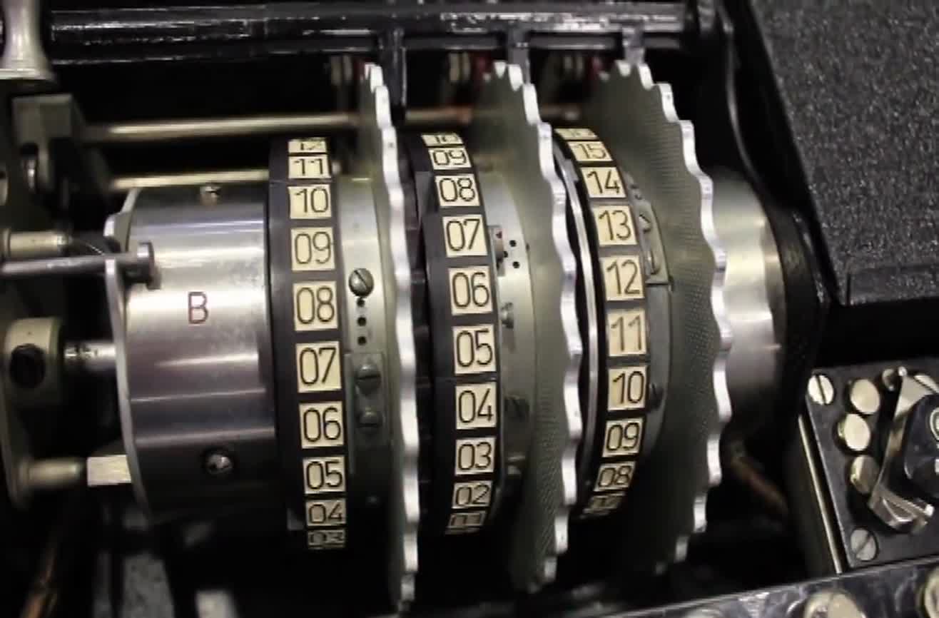 The Enigma machine from World War II.