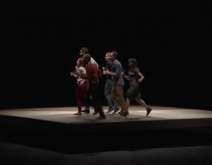 Mesmerizing dance performance involving a spinning platform.