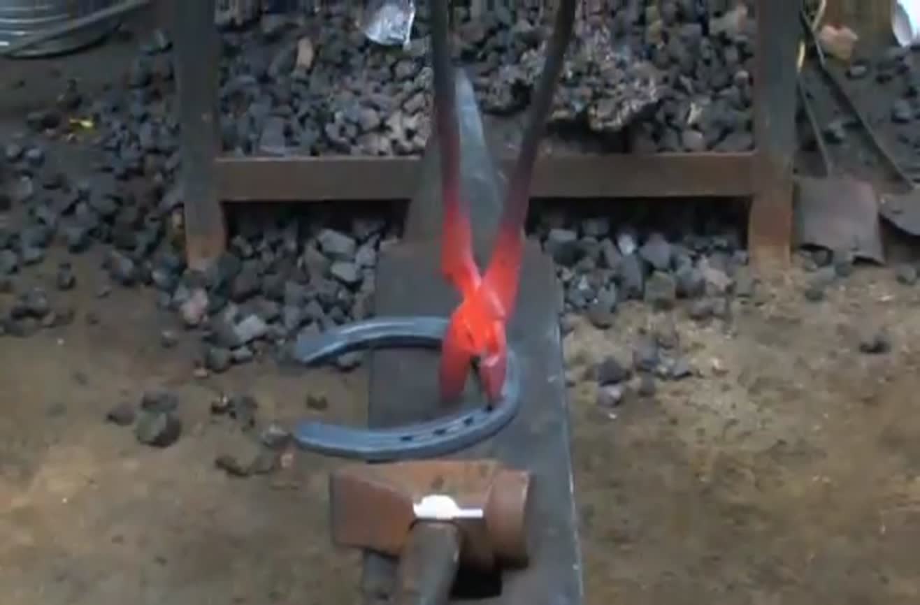 Tong forging in the World Championship Blacksmiths's Competition.