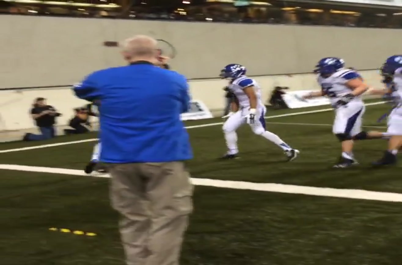 Up-close view of a touchdown flip.