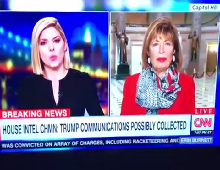 Woman appears "live" on CNN and MSNBC at the same time.