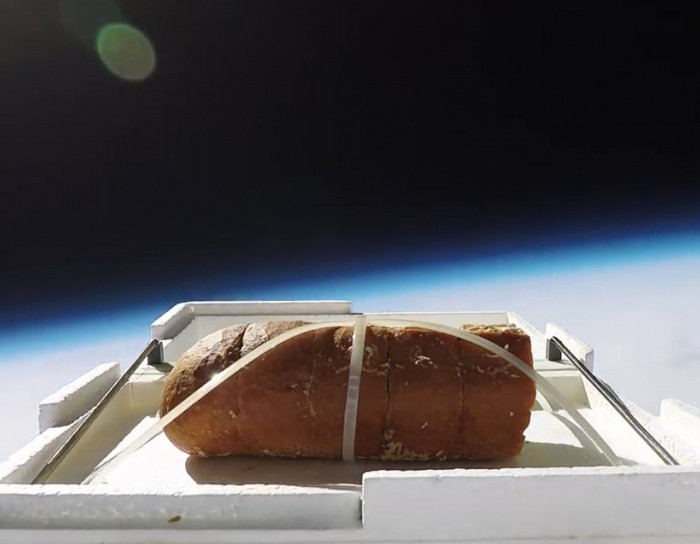 Sending garlic bread to the edge of space, then eating it.