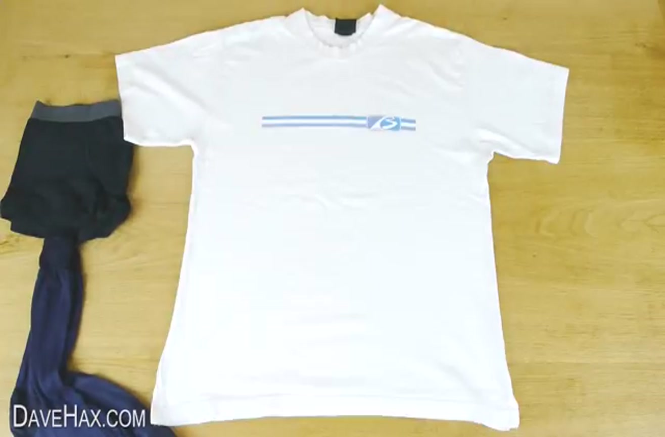 An efficient way to pack enough clothes for an overnight stay.