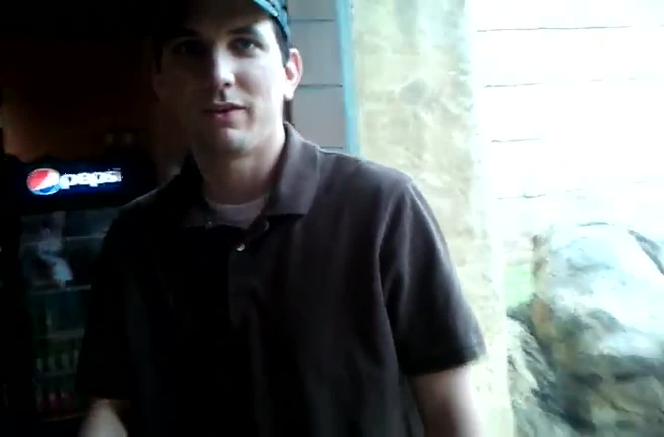 Jealous alpha male monkey "attacks" man.