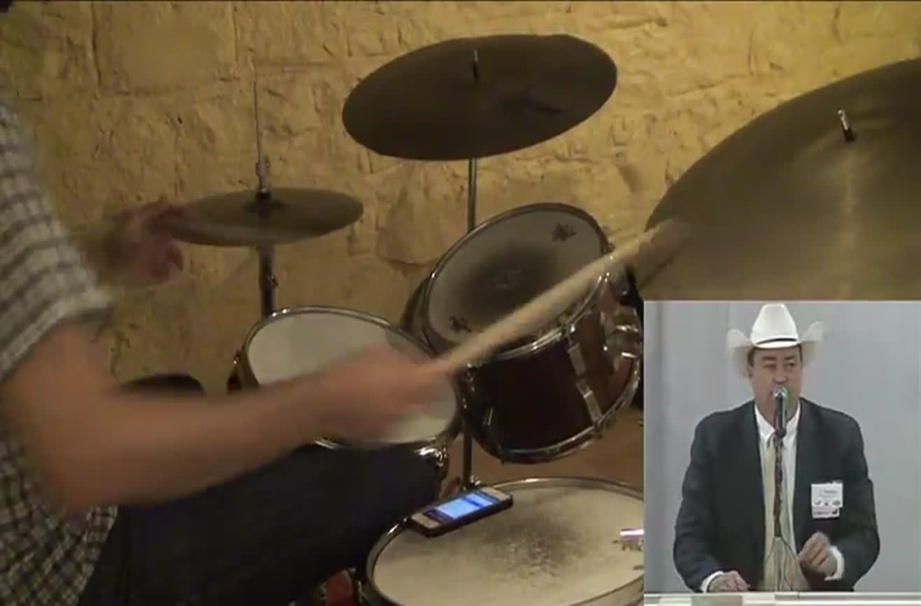 A drummer's interpretation of a fast-talking auctioneer.
