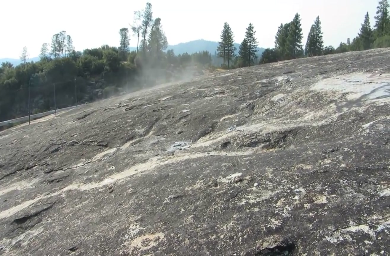 A big chunk of the Sierra Nevada gets caught fracturing on video.