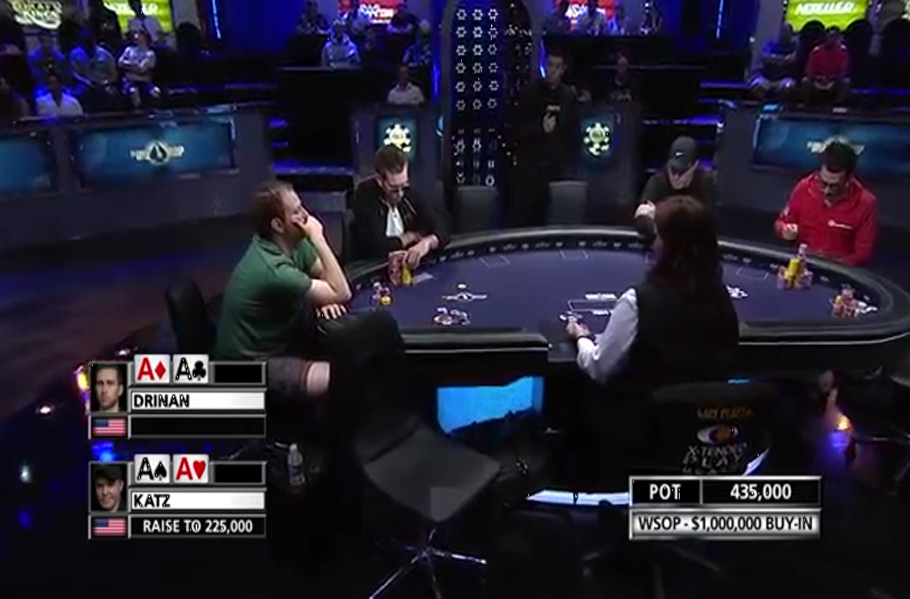 Two guys have pocket aces in Texas Hold 'Em, watch the chaos that unfolds. Two guys have pocket aces in Texas Hold 'Em, watch the chaos that unfolds.