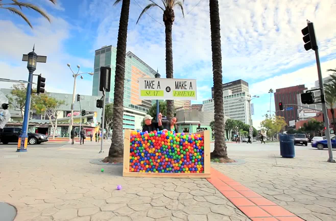 A random ball pit and two complete strangers.
