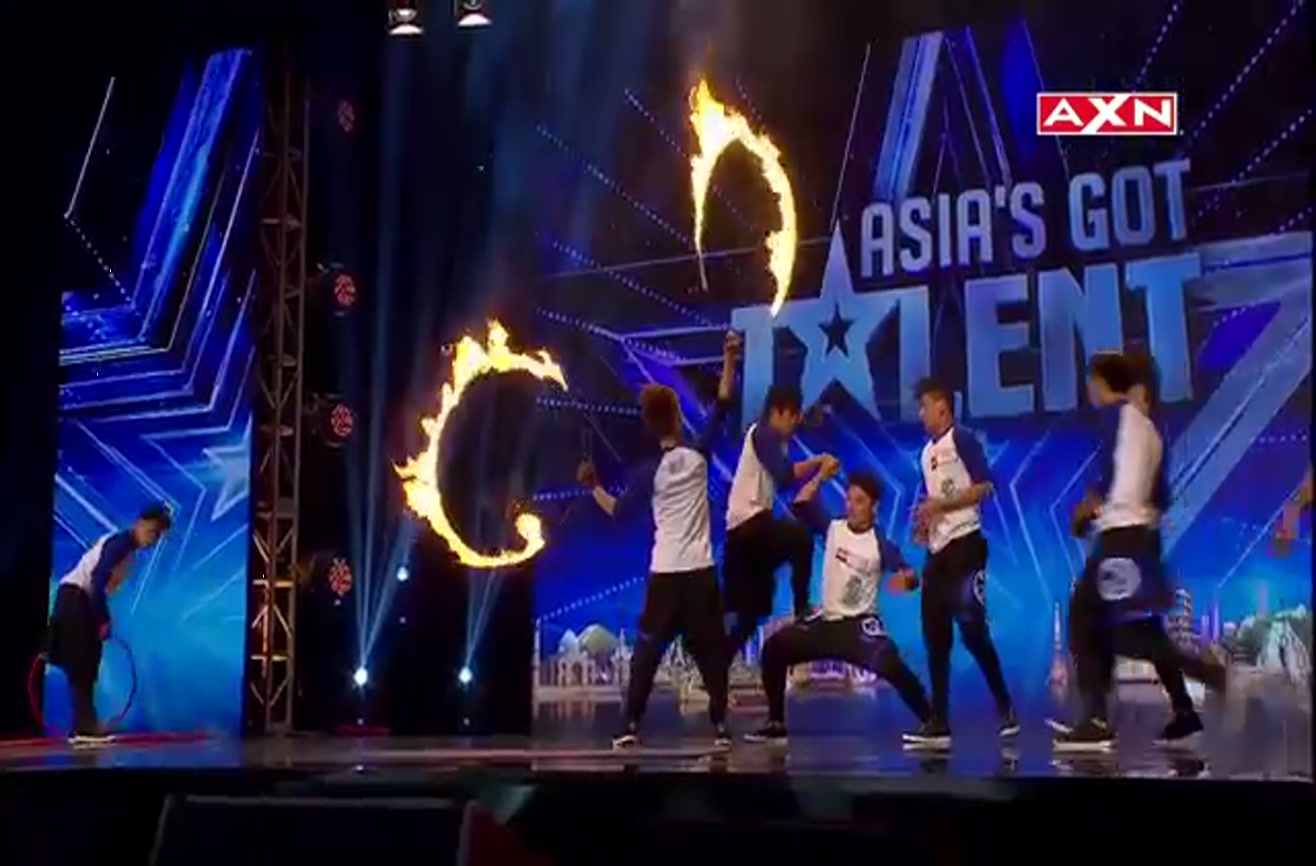 Breakdancing dance troupe literally sets the stage on fire.