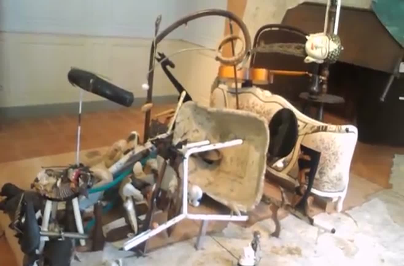 Art made from a pile of junk.