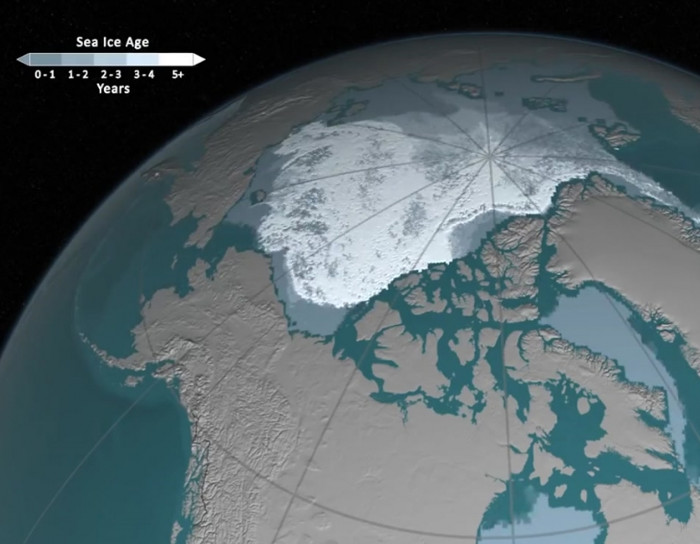 NASA releases time-lapse of the disappearing Arctic polar ice cap.