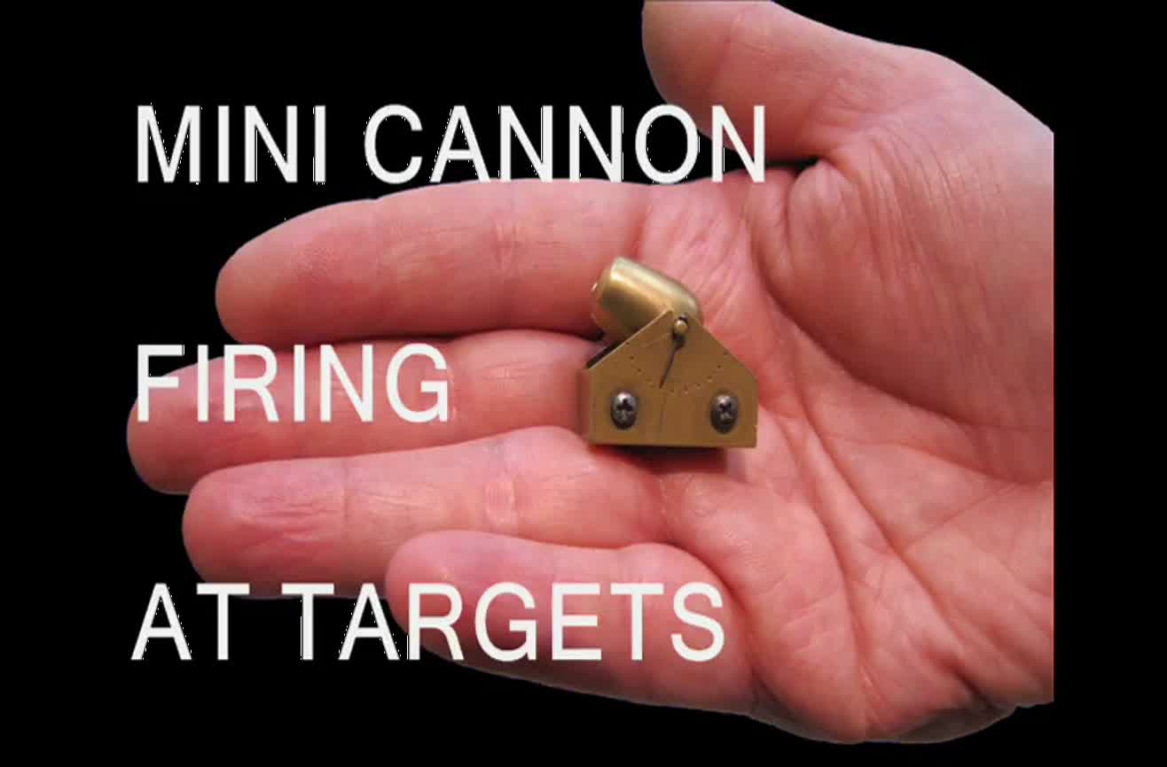 Mini cannon firing and destroying targets.