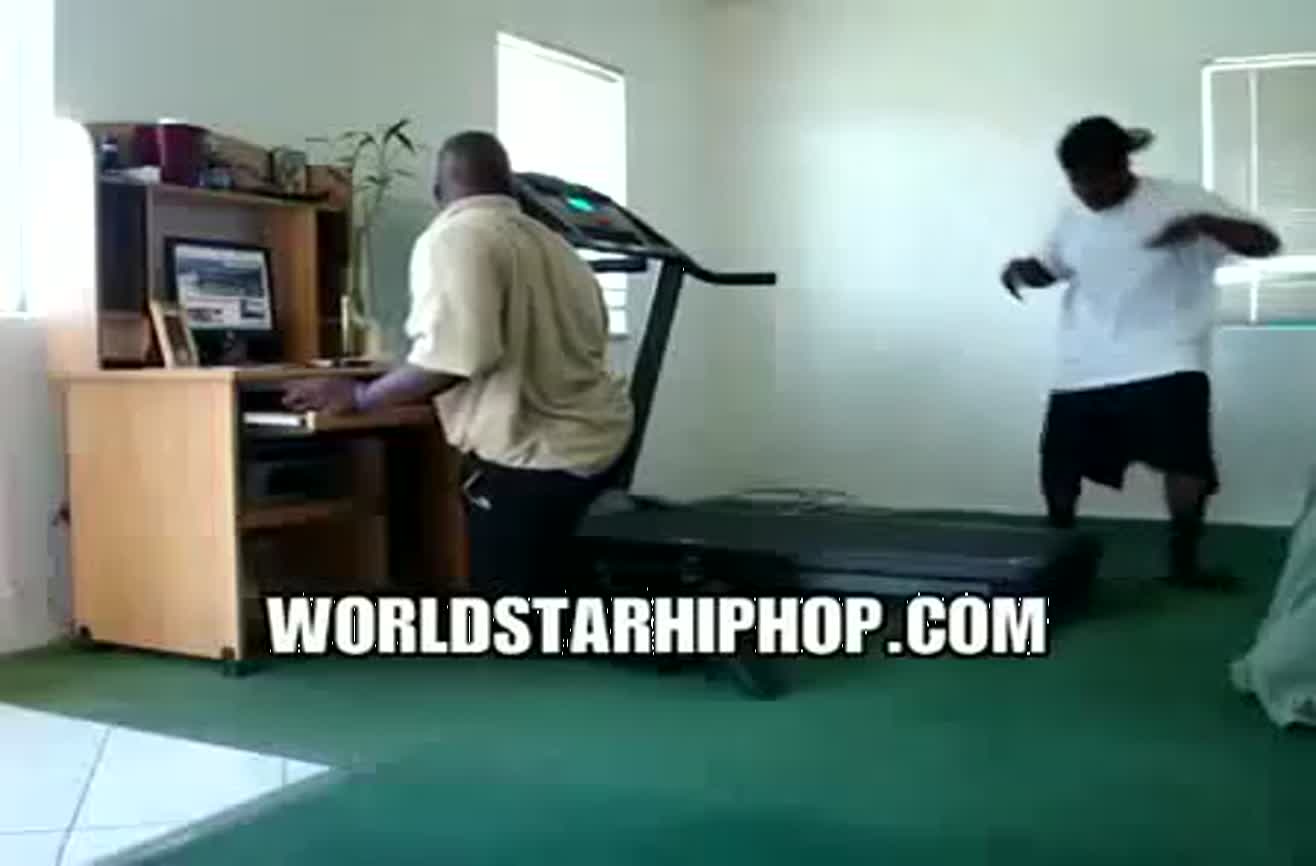 Hilarious treadmill accident.