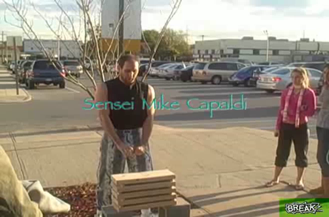Man attempts to break wood with just his mind.