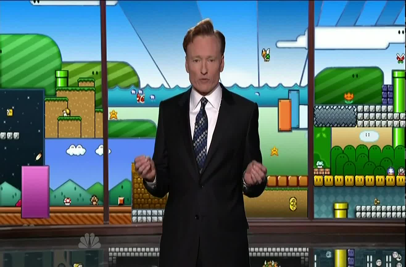 Conan O'Brien admits secret Super Mario set.